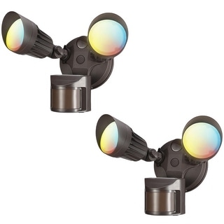 2-Pack 3CCT 2-Head Adjustable LED Security Light, Motion Sensor Flood ...