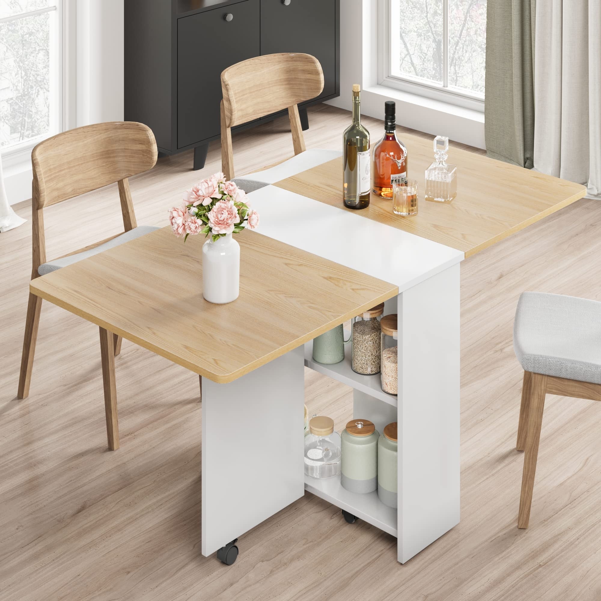 47.2 inch Modern Folding Dining Table with Drop Leaf and 2 Storage Racks 47.2 D x 23.6 W x 31.9 H On Sale Bed Bath Beyond 39481218