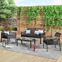 4-pc. Black Wicker Cord Patio Conversation Set - Bed Bath & Beyond ...