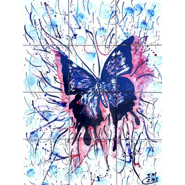 18x24 Butterfly Backsplash Design 12pc Mosaic Ceramic Tile Wall Mural ...