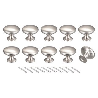 Drawer Knobs, 10pcs 30mm Round Pull Handles Zinc Alloy Brushed Silver ...