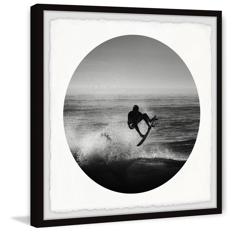 'Airborne Surfer' Framed Painting Print - Overstock - 34400392