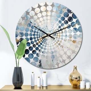 Designart "White And Blue Thunderstorm Marble" Beige Lightning Clocks ...