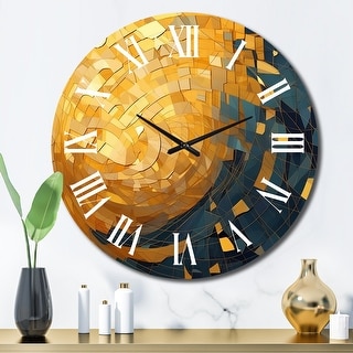 Designart "Gold and Black Cubist Visions VI" Cubism Oversized Wall ...