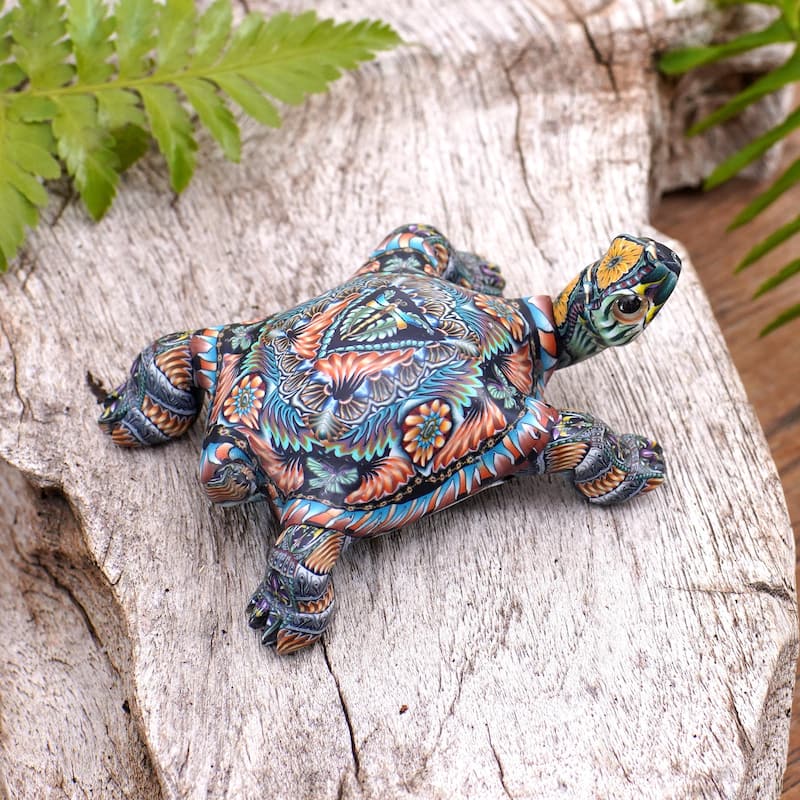 Novica Handmade Decorative Tortoise Polymer Clay Sculpture (3 Inch ...