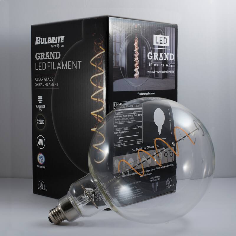 Bulbrite 4 Watt Grand Filaments Medium Dimmable (E26) LED Bulb - 200 ...