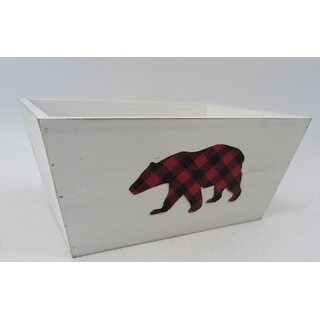 White With Red And Black Buffalo Check Bear Decorative Box - Bed Bath ...