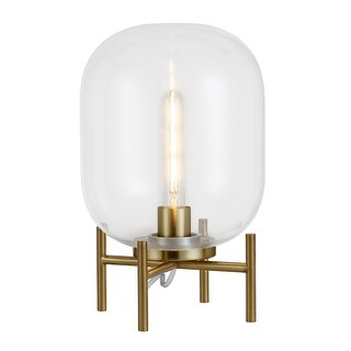 15" Contemporary Metal Table Lamp with Rotary Socket Switch and Clear ...