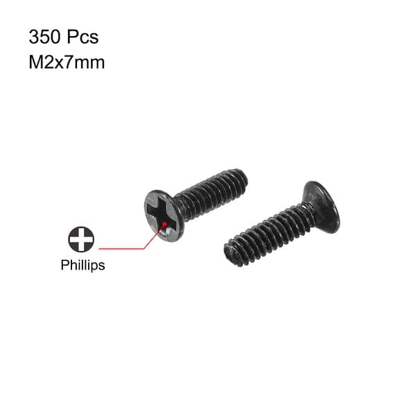 M2 x 20mm Phillips Flat Head Screws Carbon Steel Machine Screws Black ...