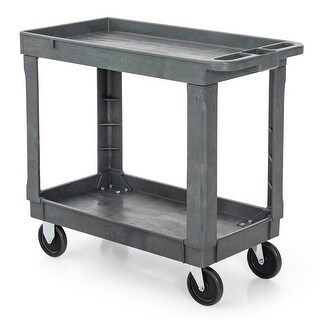 Gymax 2-Tier Utility Cart Heavy-Duty PP Service Cart w/ 550 LBS Max ...