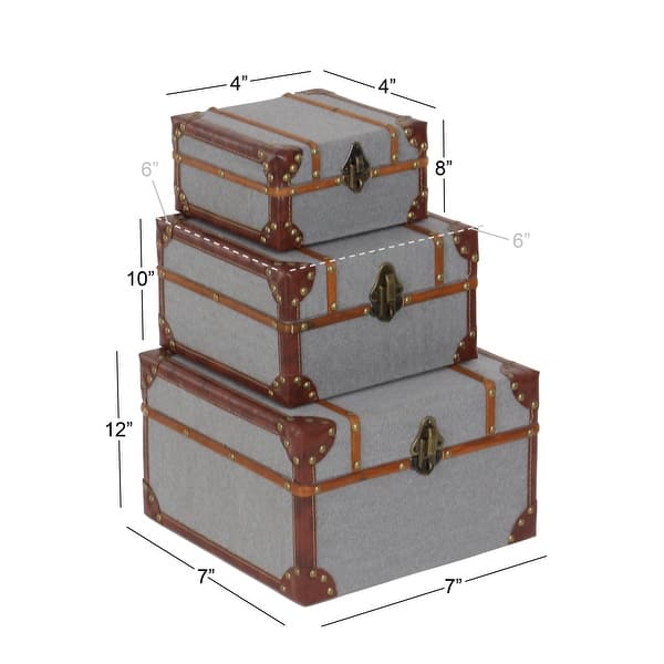 Gray Wooden Upholstered Box with Hinged Lid (Set of 2) - Bed Bath ...