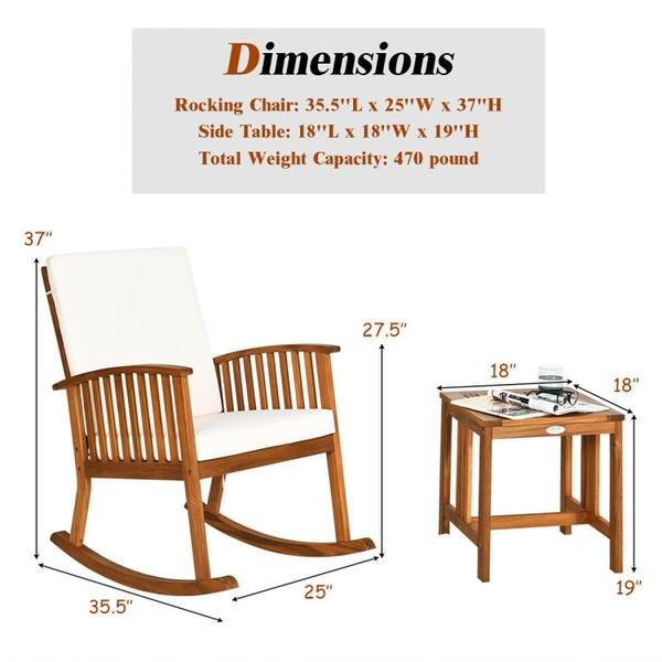2-Piece Acacia Wood Patio Rocking Chair Table Set - Bed Bath & Beyond ...