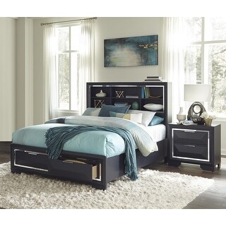 3pc Bedroom Set Storage Bed and Nightstands Blue Finish - Bed Bath ...