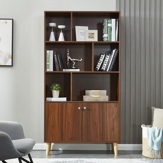 Bookcase Bookshelf with Doors and Open Shelves - Bed Bath & Beyond ...