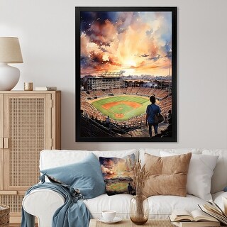 Designart "Abstract Baseball Stadium VI" Stadiums Framed Canvas Prints ...