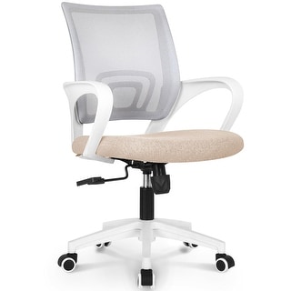 Office Chair Ergonomic Mid Back Cushion Lumbar Support with Wheels ...