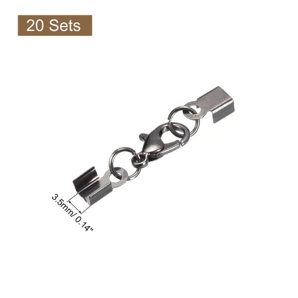 20Sets 3mm Fold Over Cord Ends with Lobster Claw Clasps for DIY - Bed ...