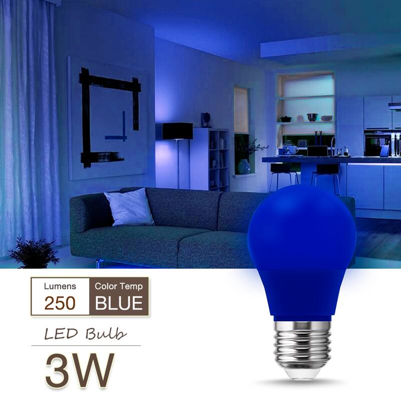 4PCS A15 Blue LED Light Bulbs 3W (20W Equivalent), E26 Medium Base ...