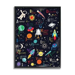 Stupell Outer Space Fun Alphabet Kid's ABC Typography Framed Wall Art ...