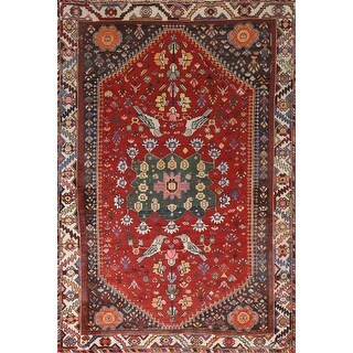 Animal Pictorial Qashqai Persian Vintage Rug Handmade Wool Carpet - 5'6 ...