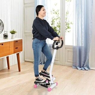 Fitness Twist Stepper Step Machine w/Handle Bar and LCD Monitor - Pink ...