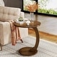 Wooden Round C-Shaped End Table, Solid Wood Mid-Century SideTable - Bed ...