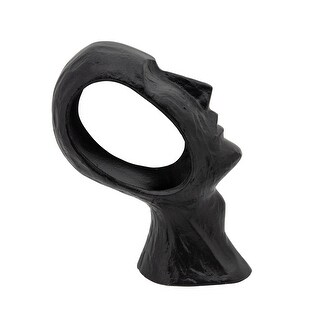 11" Metal Face Sculpture Aluminum Abstract Facial Statue in Black ...