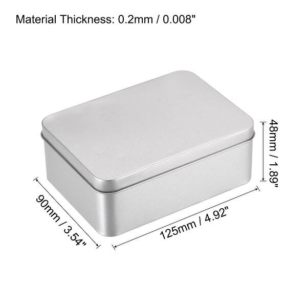 Metal Tin Box, 4.53" x 3.35" x 0.87" Containers with Lids, Silver Tone ...