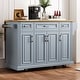 Large Kitchen Island with Wood Drop Leaf, Blue Rolling Kitchen Cart ...