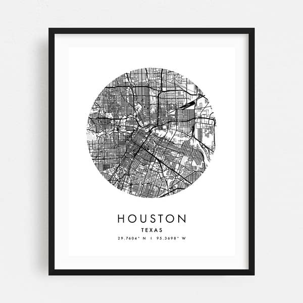 Houston Texas Maps Black White Circles Minimal Tree Art Print/Poster ...