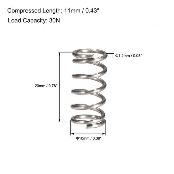 10mmx1.2mmx mm 304 Stainless Steel Compression Spring 30N Load Capacity ...
