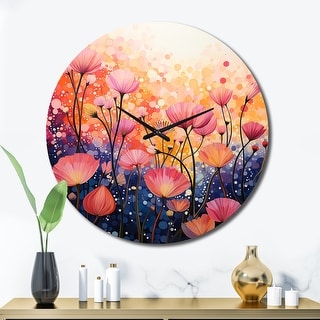 Designart "Coral Oasis III" Abstract Landscape Oversized Wall Clock ...