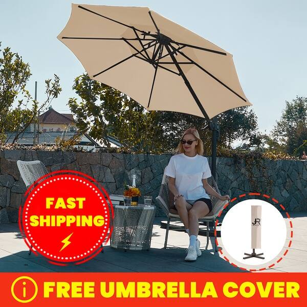 11 ft. Adjustable Tilt Cantilever Patio Umbrella With 360 Degree ...