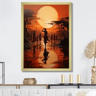 Designart "Native Orange Sunset On Tribal Rhythms " Native American Art ...