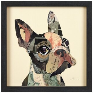 "French Bulldog" Alex Zeng's dimensional collage, under glass & a black ...