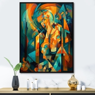 Designart "Abstracting The Cubist Form V" Abstract Cubism Framed Canvas ...
