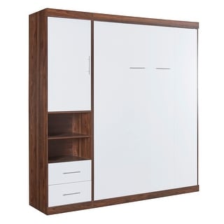 Full Murphy Bed Wall Bed with Storage Cabinet, Storage Rack & Drawer ...