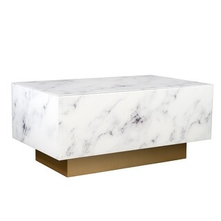 Statements By J Modern Lyla Marble Coffee Table, 40 Inch Long, White ...