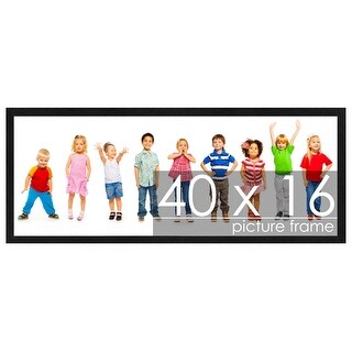 40x16 Traditional Black Complete Wood Panoramic Frame with UV Acrylic ...