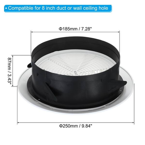 8" Round Air Vent Adjustable Grill Cover Louver Soffit Vent w Screen ...