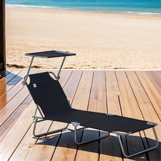 Outdoor Adjustable Folding Chaise Lounge with Sun Shade - Bed Bath ...