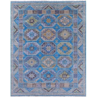 Golden Nile Blue Turkmen Ersari Hand Knotted Wool Rug - 8' 1" X 10' 4 ...