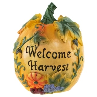 Autumn "Welcome Harvest" Pumpkin Thanksgiving Decoration - 7" - Bed ...