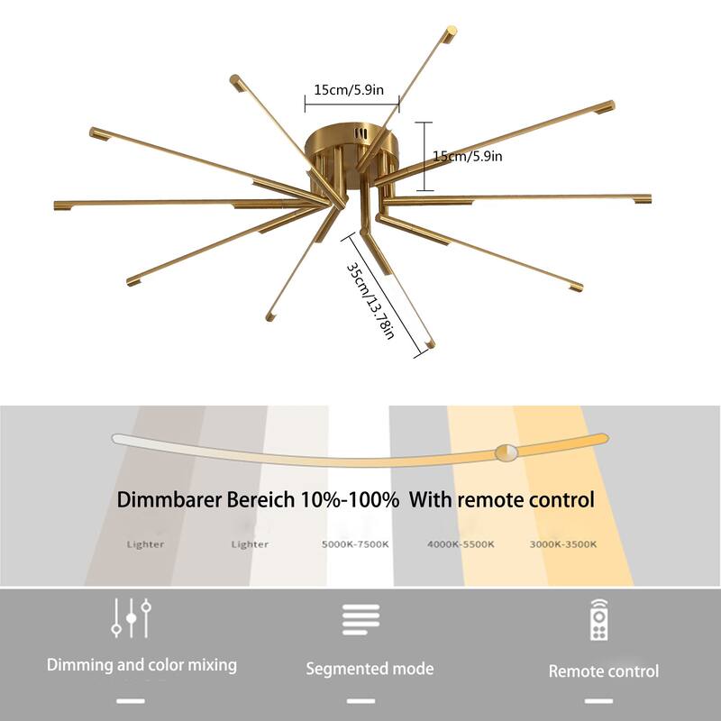 Dimmable Modern LED Ceiling Light Fixtures 12 Light - 33''*6'' - On ...