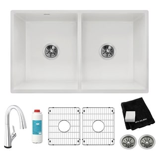 Elkay SWUF32189FLC Fireclay 33" Farmhouse Double Basin Fireclay - Bed ...