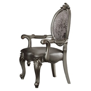 Calvert Antique Platinum and Silver Arm Chair with Nailhead Trim, Set ...