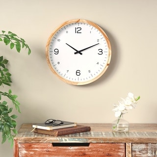 Light Brown Wood Wall Clock with White Backing - Bed Bath & Beyond ...