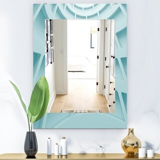 Designart 'Light Blue Waves 4' Modern Mirror - Printed Wall Mirror ...