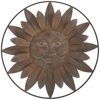 Metal Sun Indoor Outdoor Home Wall Decor with Distressed Copper Like ...