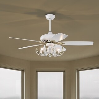 Matte White Crystal Ceiling Fan - Bed Bath & Beyond - 40265952
